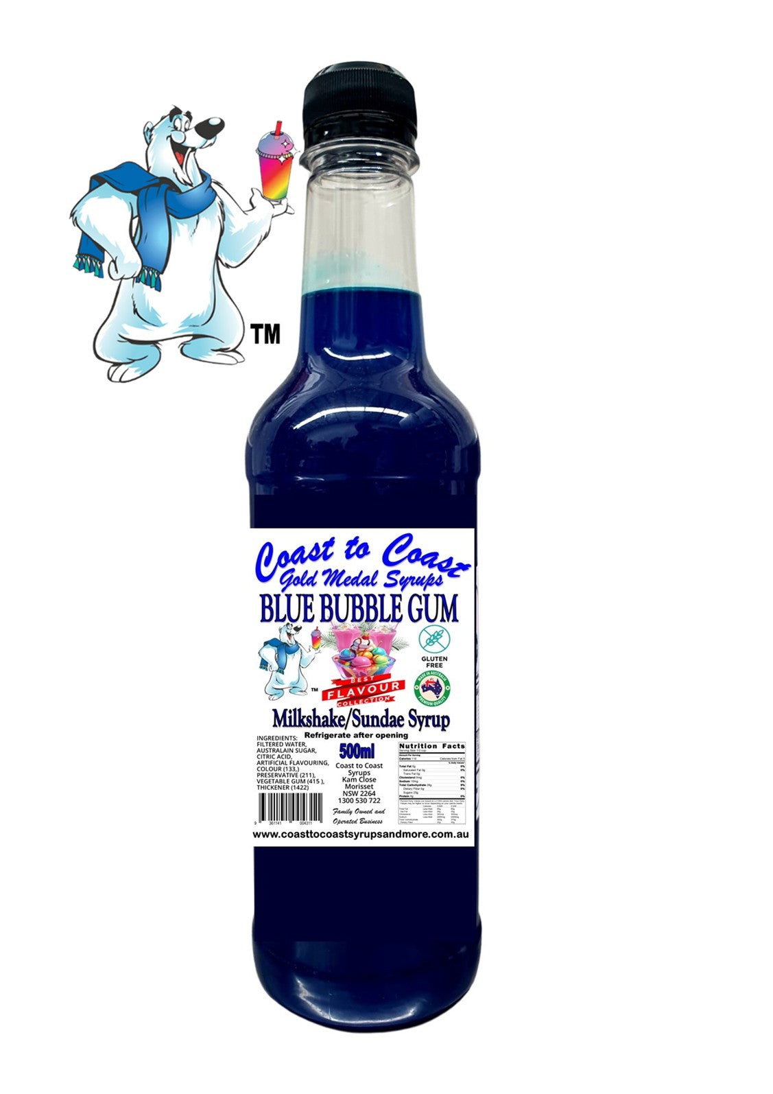 #1 Blue Bubble Gum, Milkshake/Sundae toppings 500ml, Coast to Coast Go – Coast to Coast Gold ...