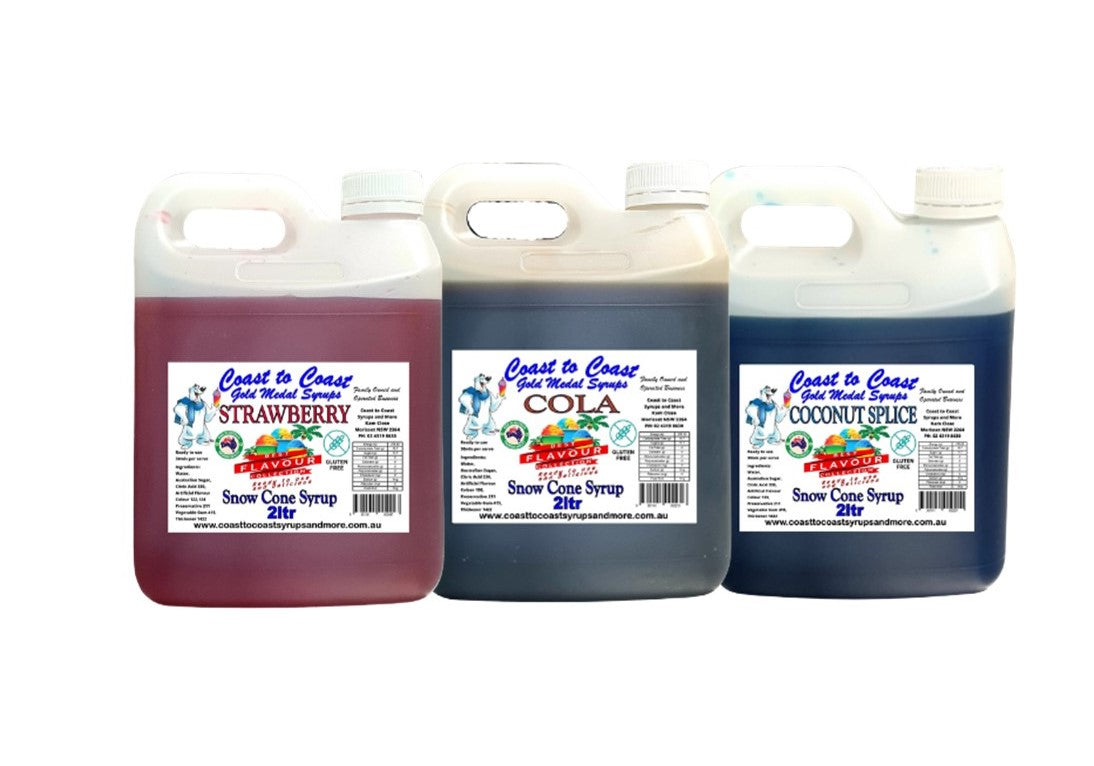 #5 COAST TO COAST GOLD MEDAL SYRUPS, 3 X 2LTR BOTTLES ASSORTED FLAVOUR ...