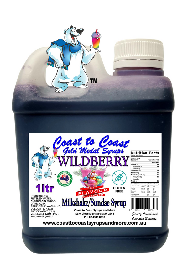 Wildberry Flavoured Coast to Coast Gold Medal Syrups, Milkshake Syrup,